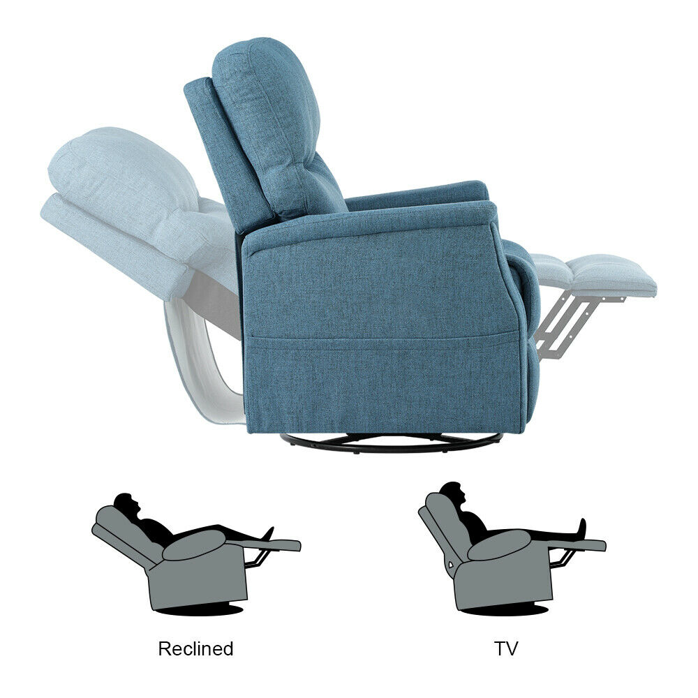 Recliner Massge Chair With Heat, Padded Seat With Swivel Blue ...